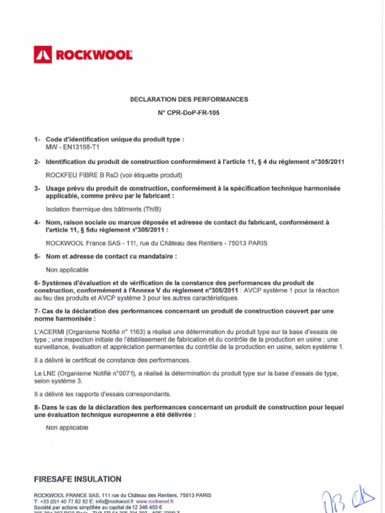 CPR DoP FR 105 Francais | PDF