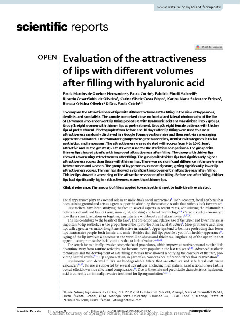 Evaluation of The Attractiveness of Lips With Diff | PDF | Lip ...