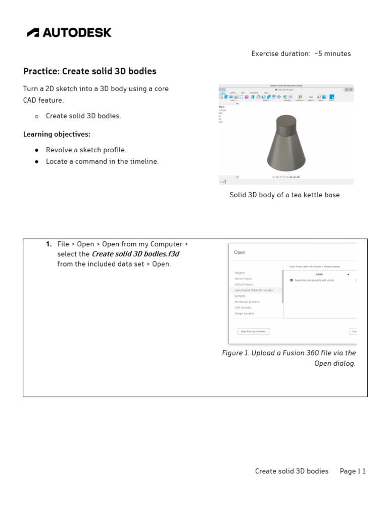 PE - M7 02 - Create Solid 3D Bodies | PDF