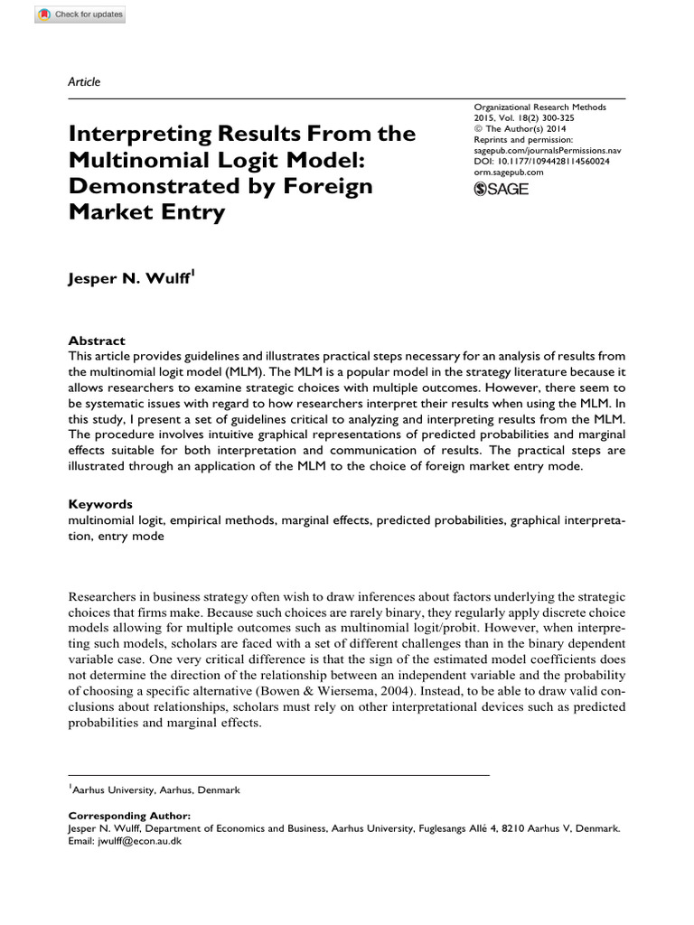 Interpreting Multinomial Logit Results | PDF | Logistic Regression ...