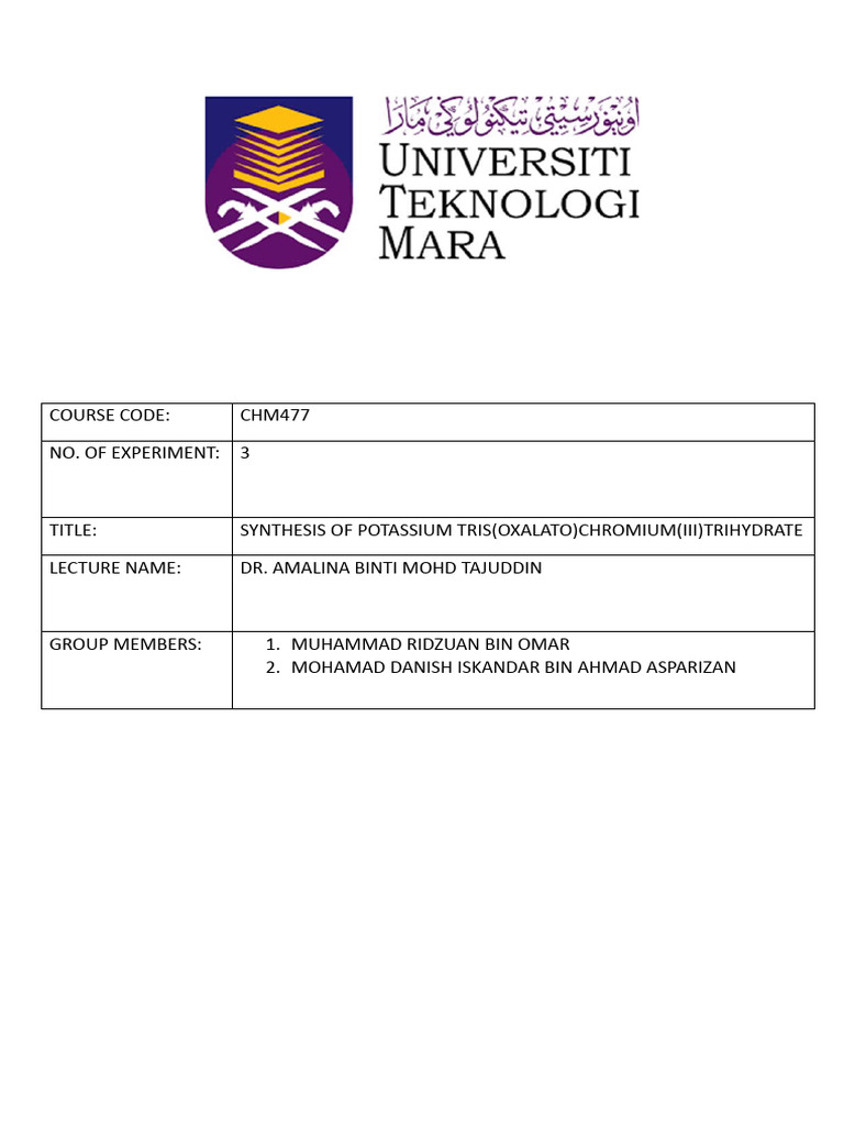 CHM 577 EXP 3 Lab Report | PDF