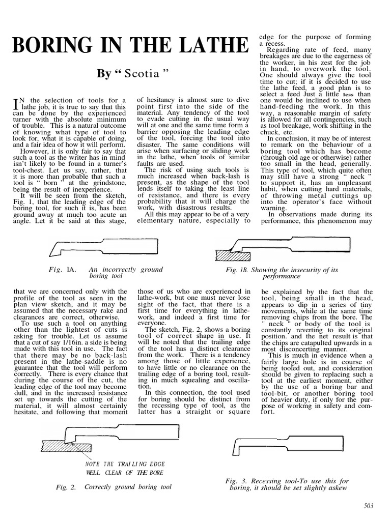 Hints On Boring in The Lathe | PDF | Tools