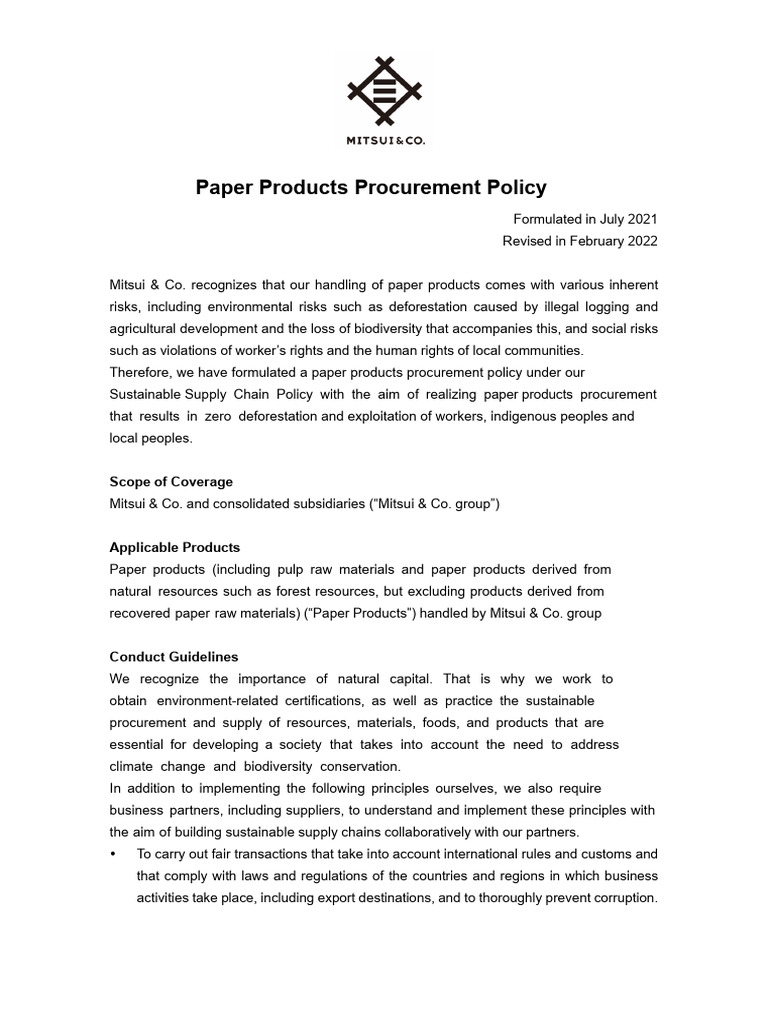Sustainable Paper Procurement Policy | PDF | Social Science