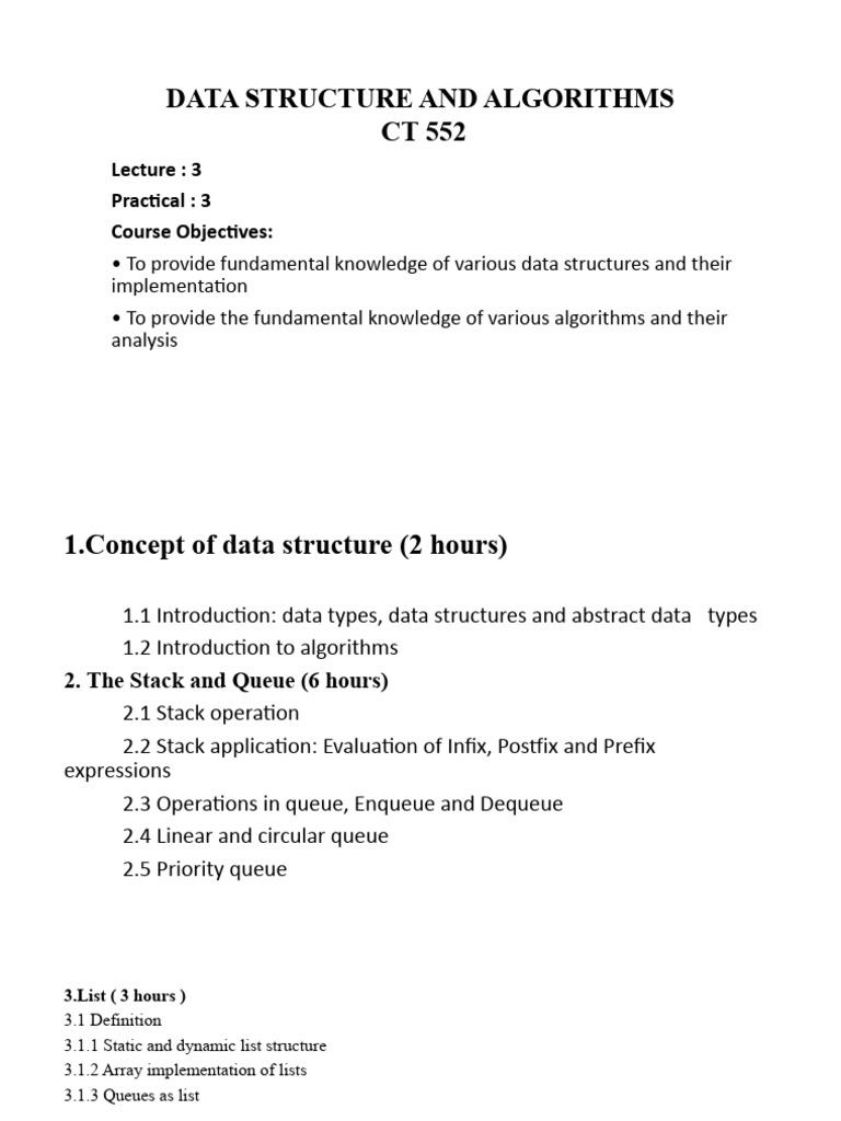 Syllabus DSA | PDF | Queue (Abstract Data Type) | Algorithms And Data ... Syllabus DSA | PDF | Queue (Abstract Data Type) | Algorithms And Data ...