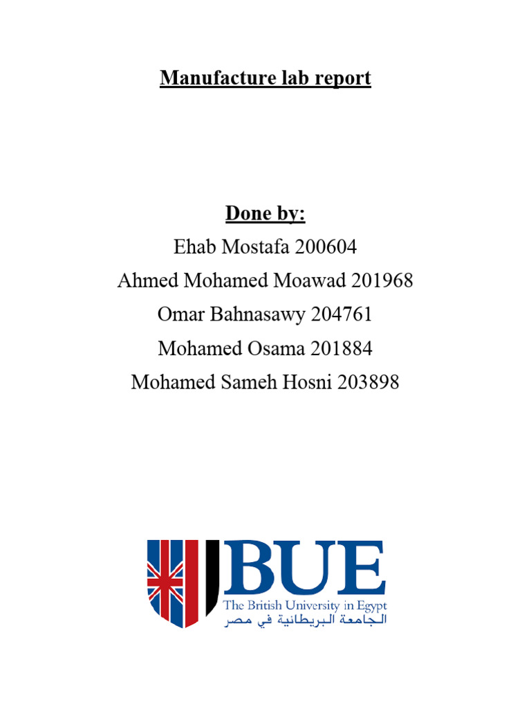Manufacturing 2 Lab Report | PDF