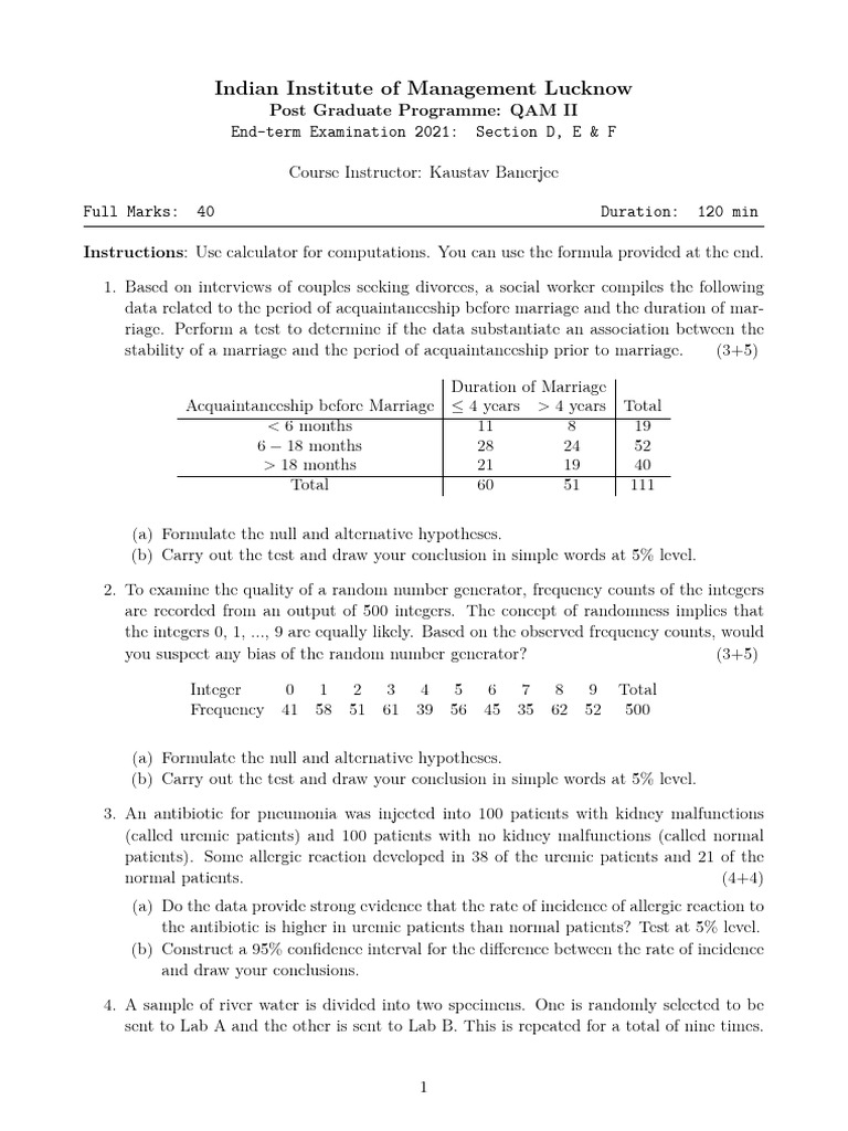 Endterm QAM II 2021 DEF | PDF | Analysis Of Variance | Methodology