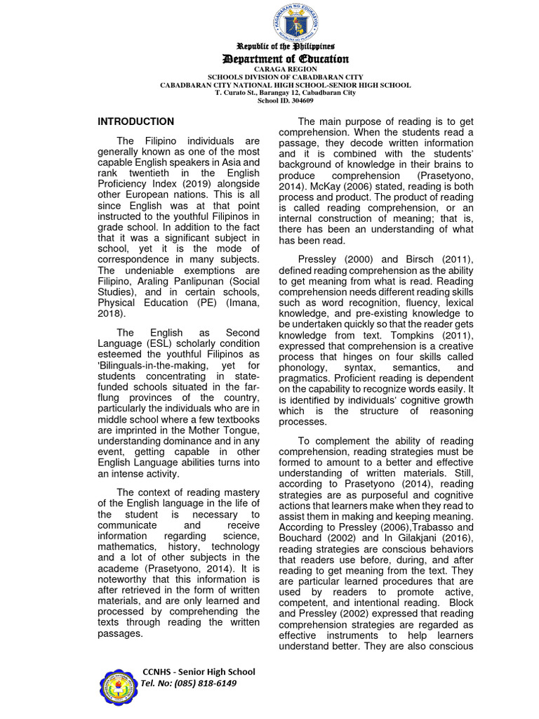 G12 Action Research 2020 | PDF | Reading Comprehension | Analysis Of ...