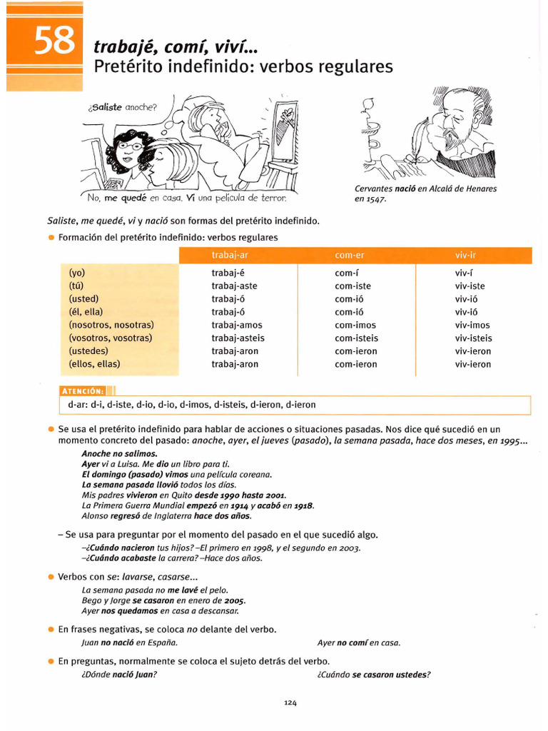 GUE-A1A2 - Unidad 058 - Pretérito Indefinido - Regulares | PDF