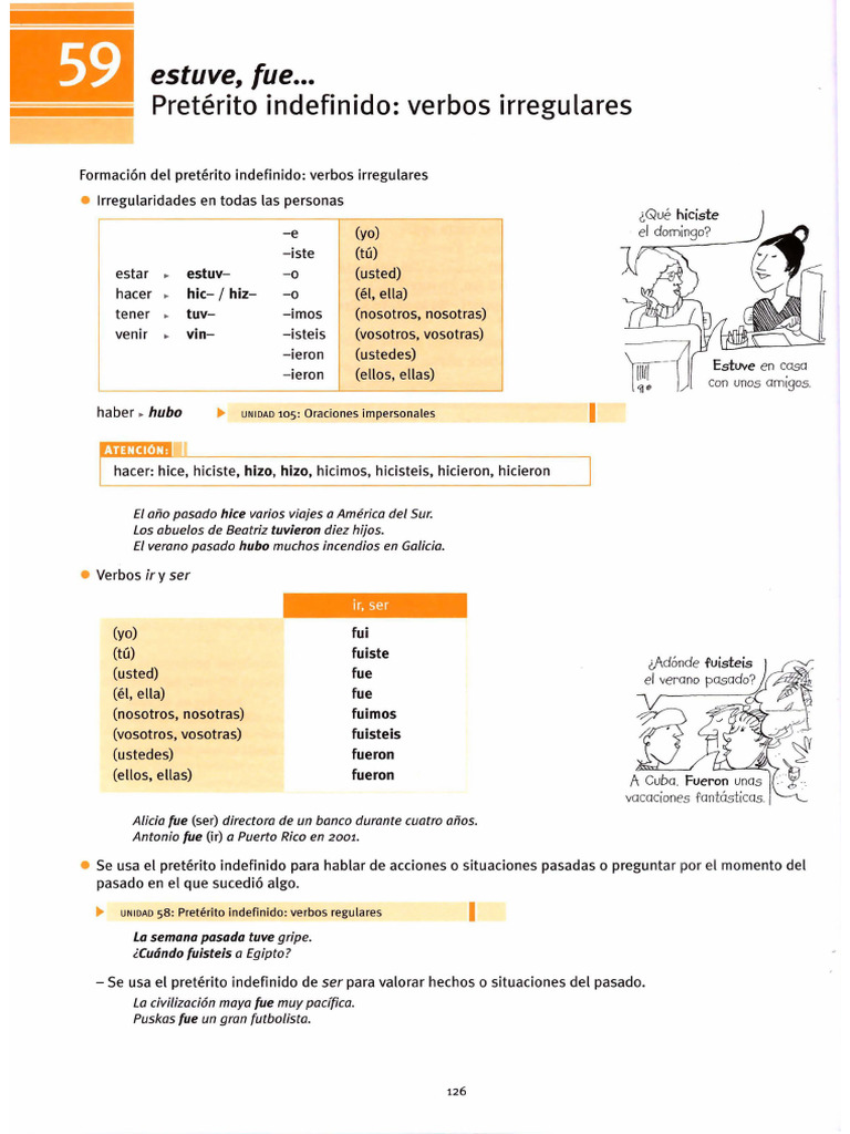 GUE-A1A2 - Unidad 059 - Pretérito Indefinido - Irregulares | PDF