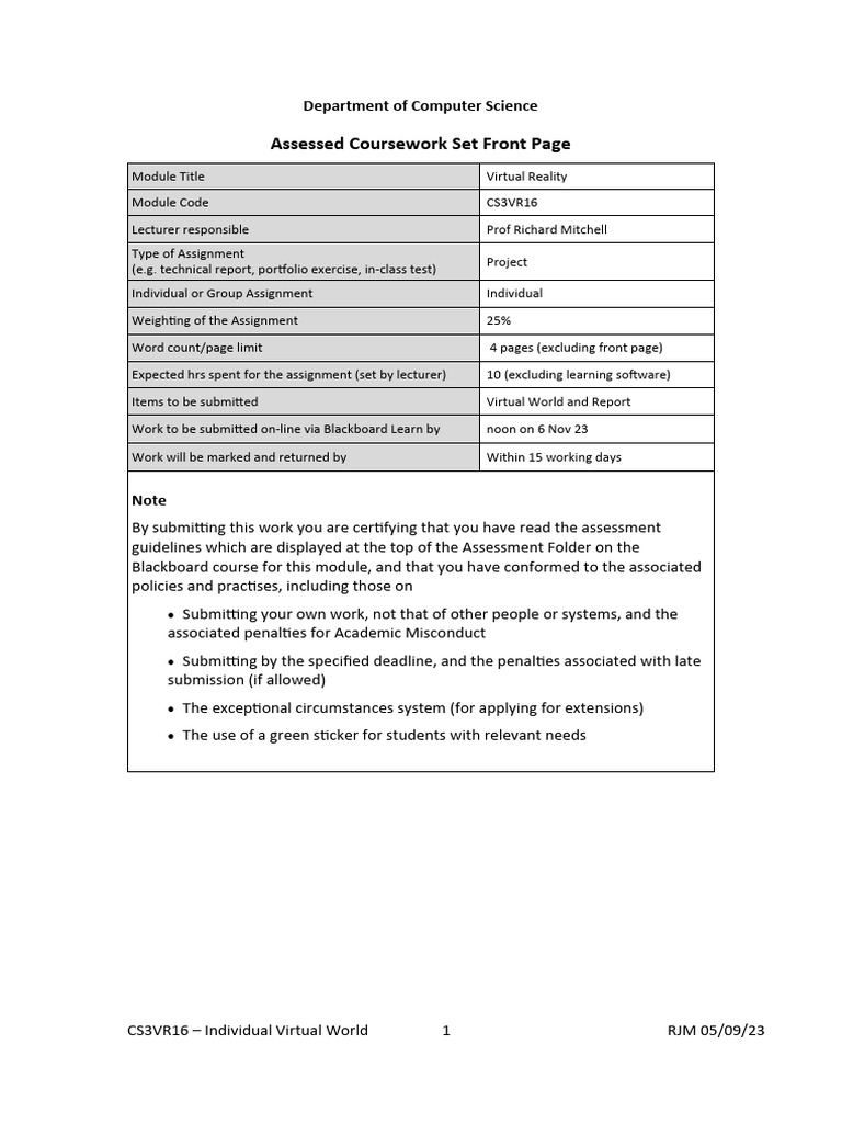 1 - cs3vr16 Task1 4 | PDF | Virtual World | Unity (Game Engine)