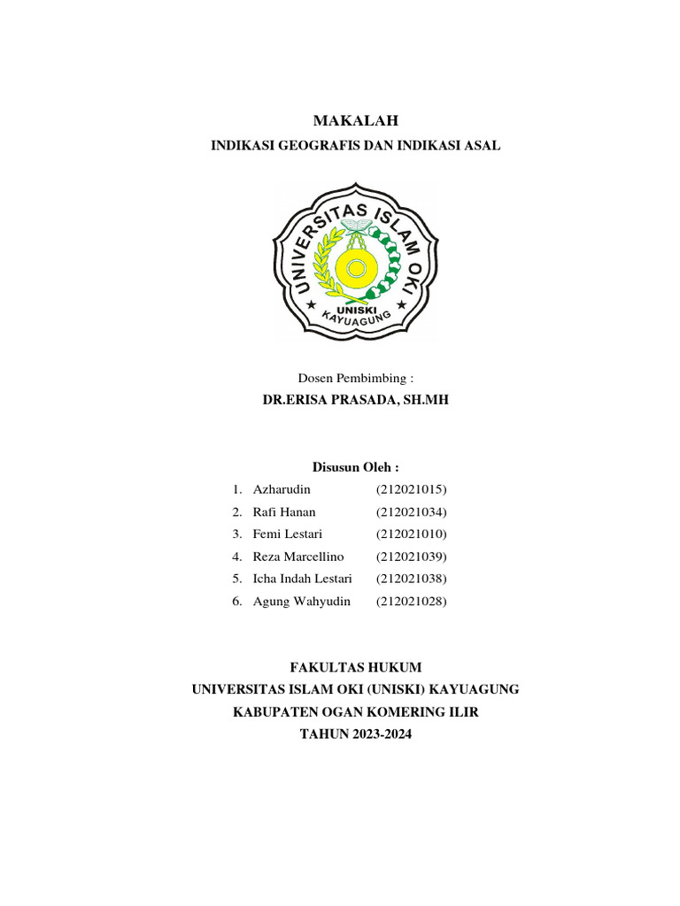 Indikasi Geografis dan Asal Produk | PDF