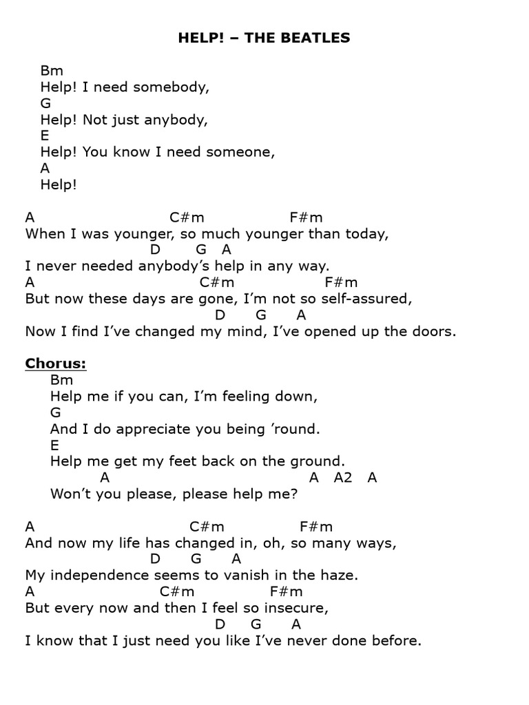 Beatles' "Help!" Lyrics & Chords | PDF