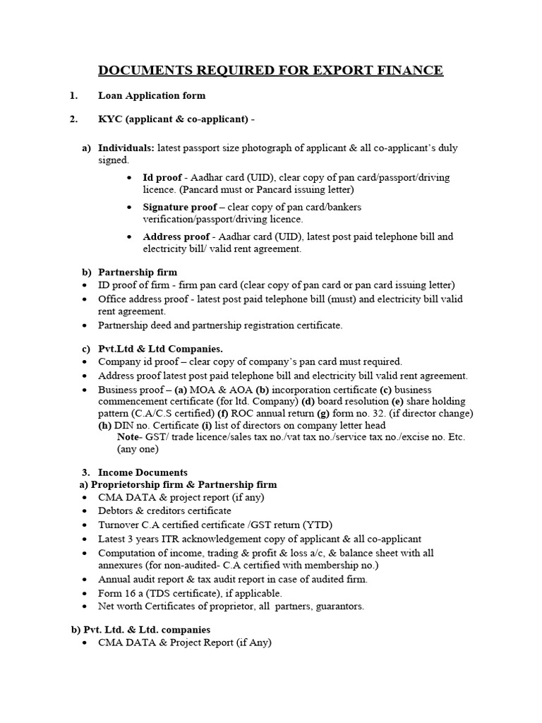 Checklist For Export Finance | Download Free PDF | Business | Value ...