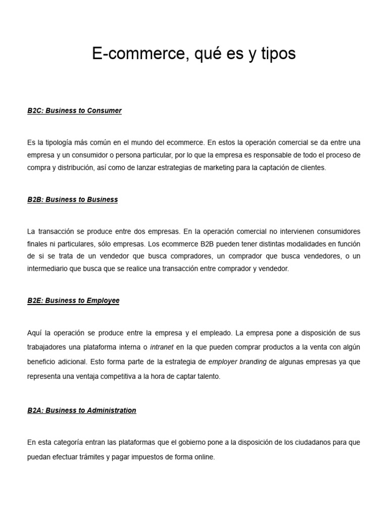 E-Commerce, Qué Es y Tipos | PDF | Comercio electrónico | Mercado ...