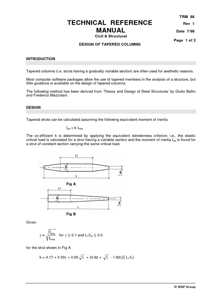Tapered Column Design Guidelines | PDF | Science & Mathematics