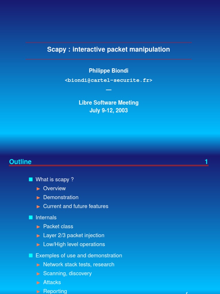 Scapy: Interactive Packet Manipulation | PDF | Internet Protocols | Transmission Control Protocol