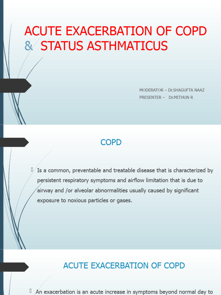 COPD Exacerbation & Status Asthmaticus Guide | PDF | Chronic ...