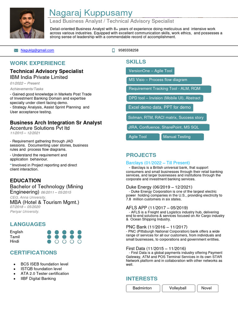 Nagaraj - Lead Business Analyst | PDF