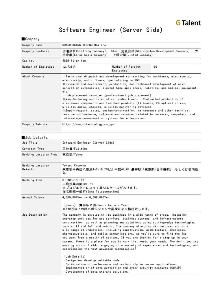 OUTSOURCING TECHNOLOGY Inc. | PDF | Ruby On Rails | Computing