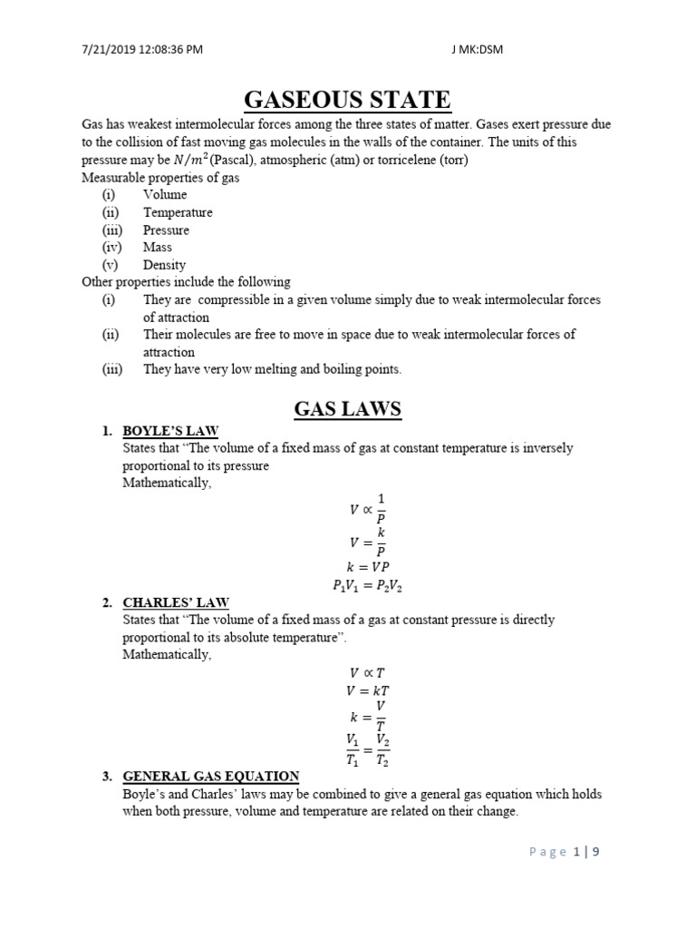 Gas Laws-1 | PDF | Gases | Mole (Unit)