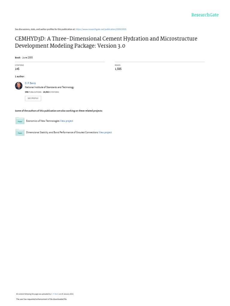 Guide To Using Cemhyd3d A Three Dimensional Cement Hydration And Microstructure Development