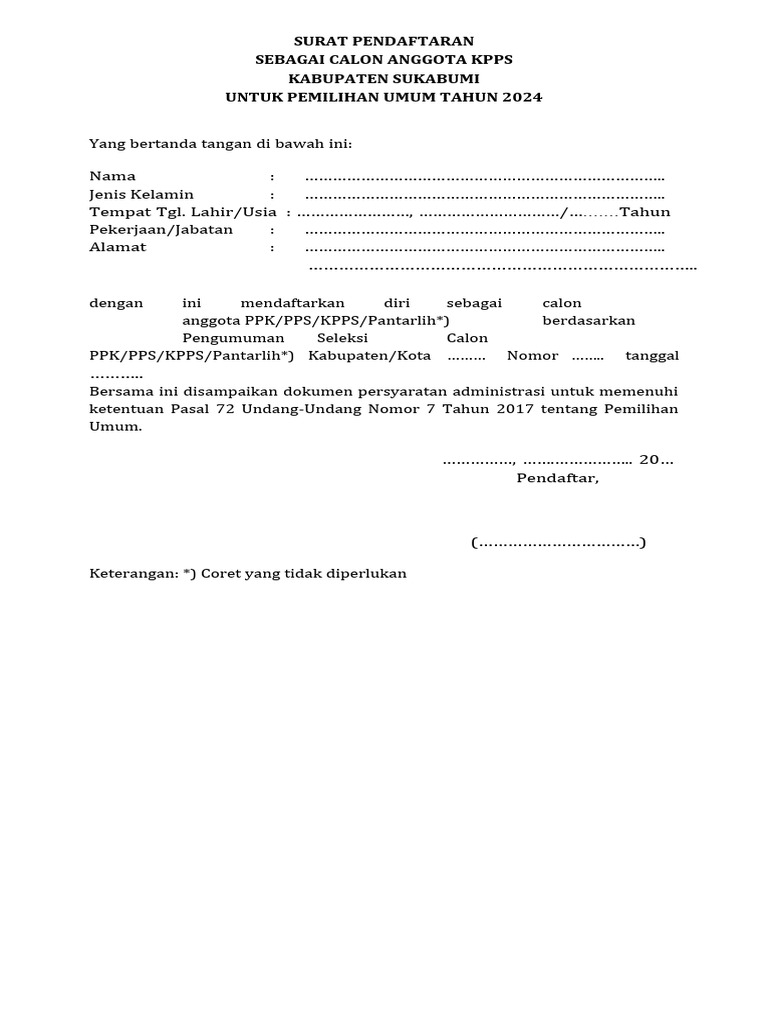 Formulir Persyaratan KPPS | PDF