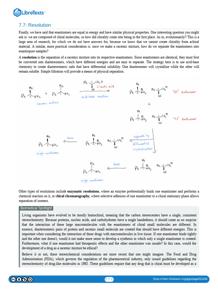7.07 Resolution | PDF | Chirality (Chemistry) | Stereochemistry