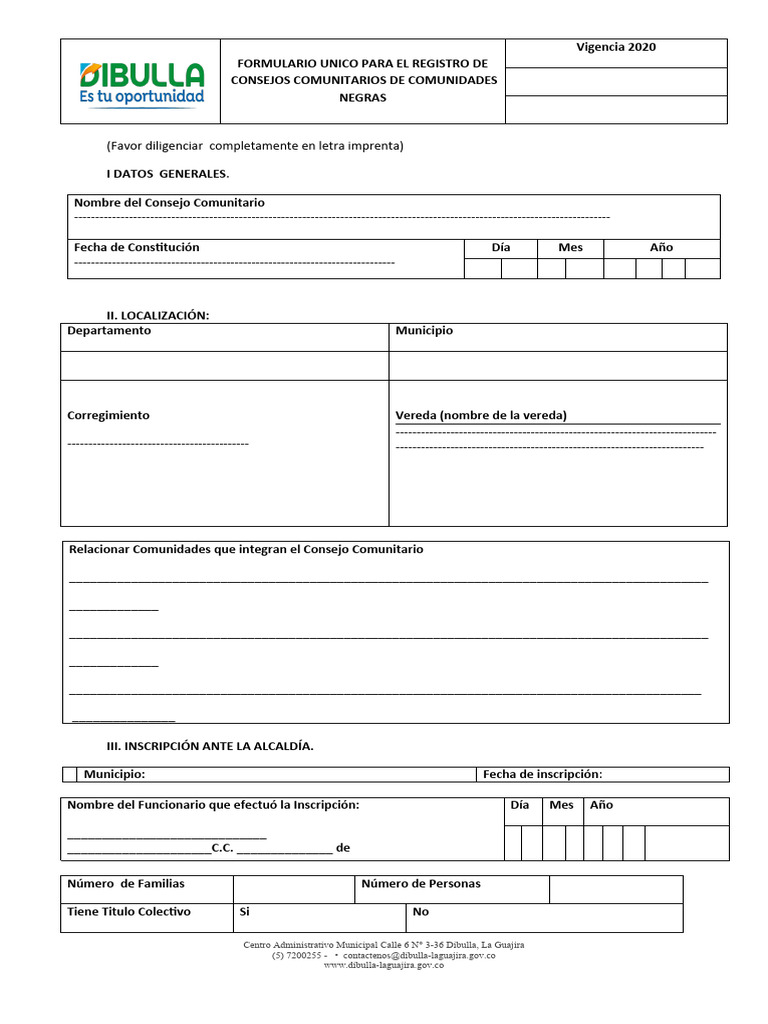 Formato de Inscripcion de Concejos Comunitario | PDF | Gobierno