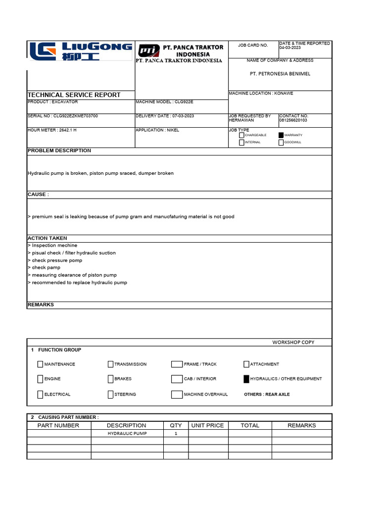 TSR NO.041 Hyd Pump PT PB 922e No 229 | PDF | Pump | Machines