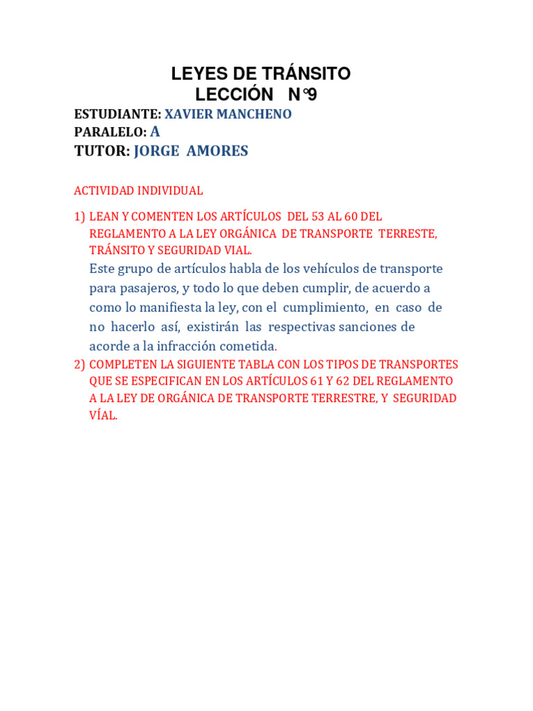 Artículo 9 Ley de Tránsito | PDF | Ciencias sociales