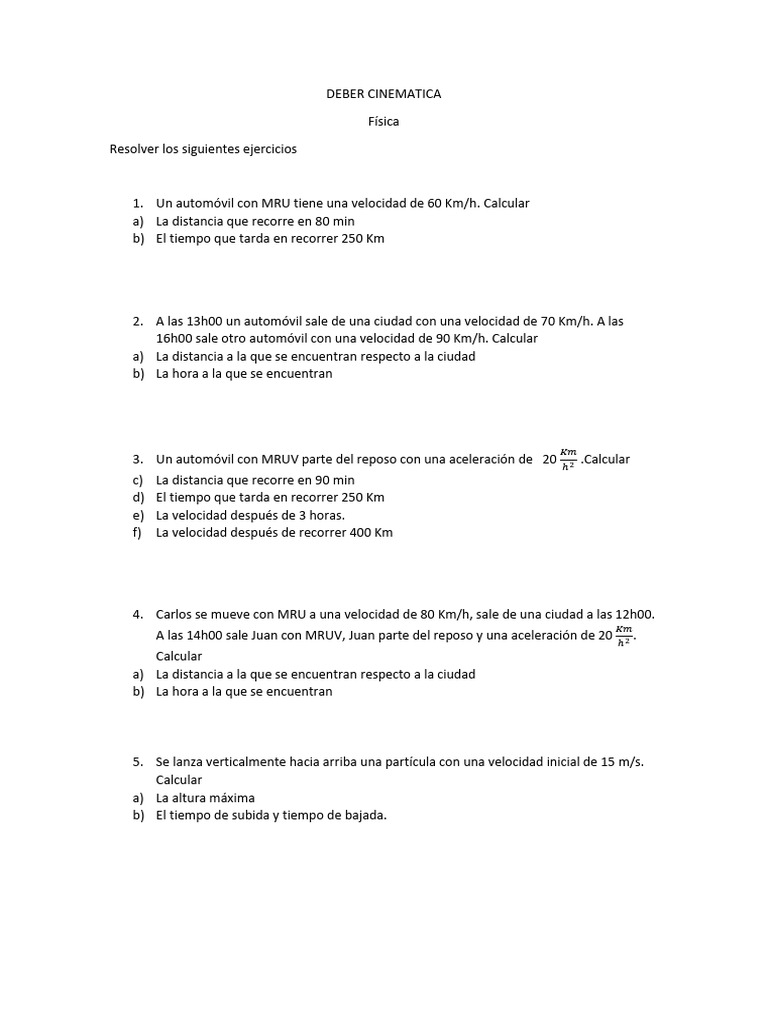 DEBER CINEMATICA Mru Mruv | PDF