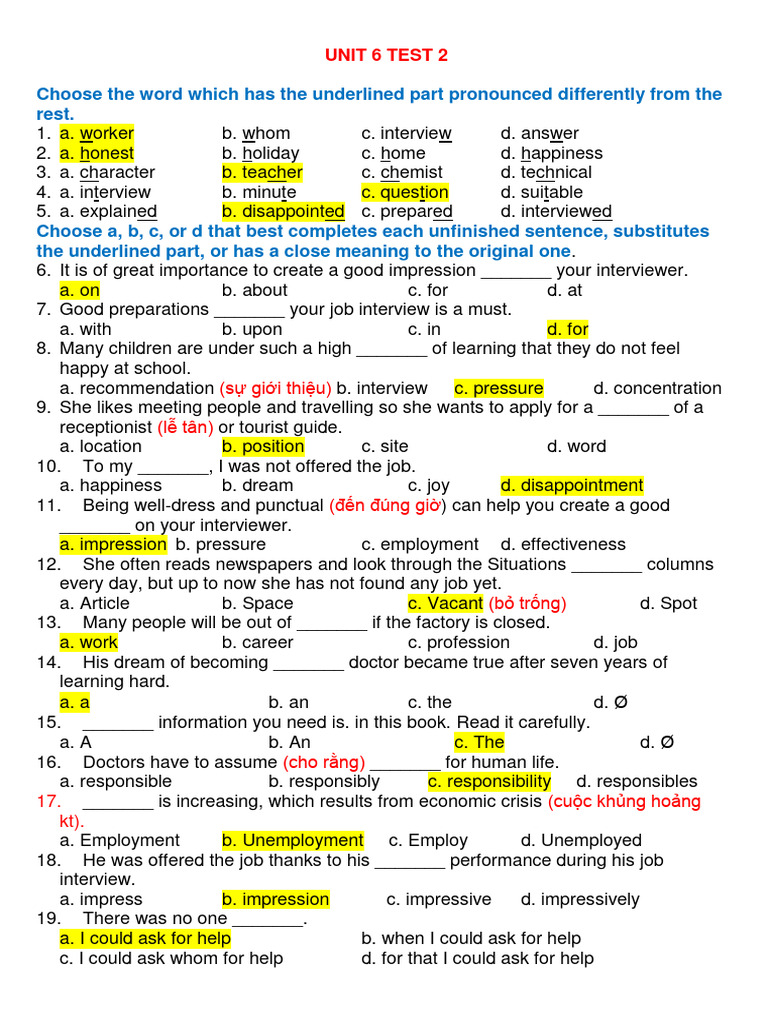 Unit 6 Test 2 | PDF