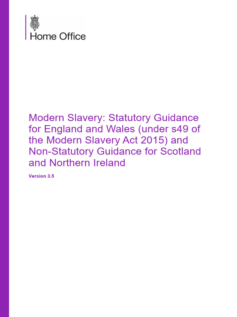 Modern Slavery Statutory Guidance EW and Non-Statutory Guidance SNI v3-5 | PDF | Human ...