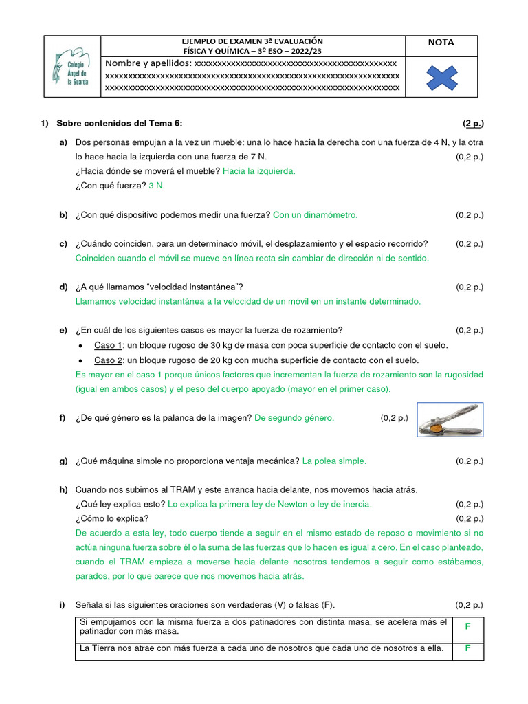 Ejemplo de Examen 3 Ev - 3º ESO 2022-23 - Resuelto-1 | PDF