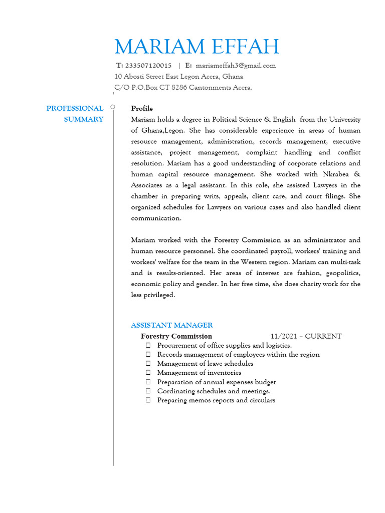 Mariam Effah CV | Download Free PDF | Economies | Business