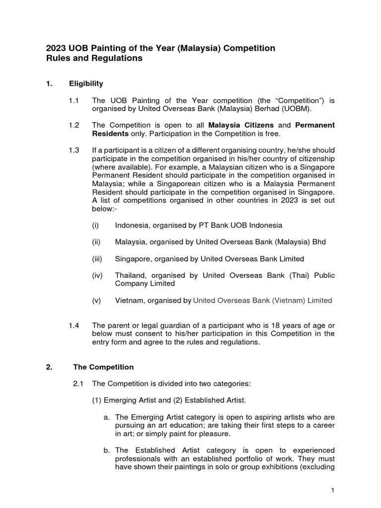 2023 Uob Poy Rules and Regulations My | PDF