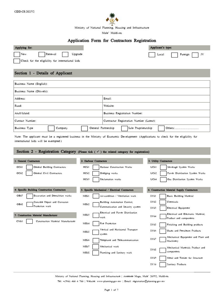 Contractor Registration Form | PDF | Concrete | Security Alarm