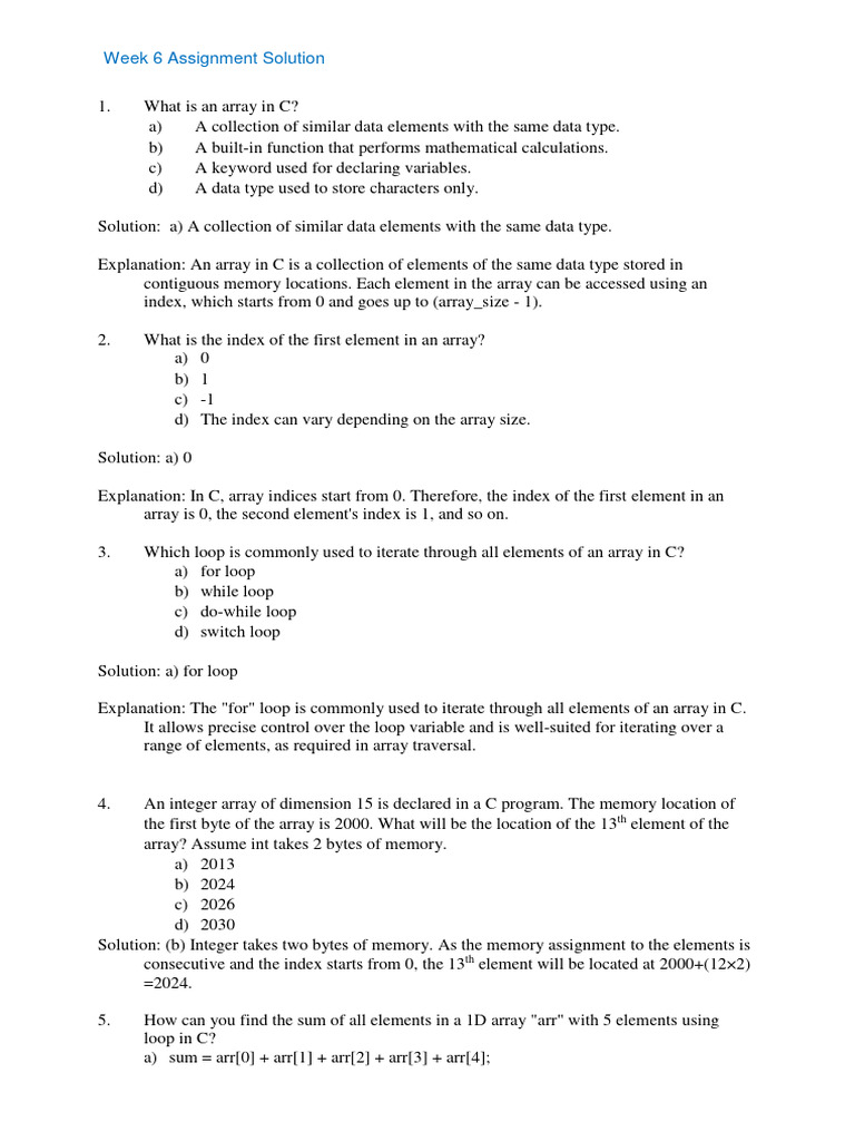 C Array Concepts and Solutions | PDF | Data Type | Integer (Computer ...