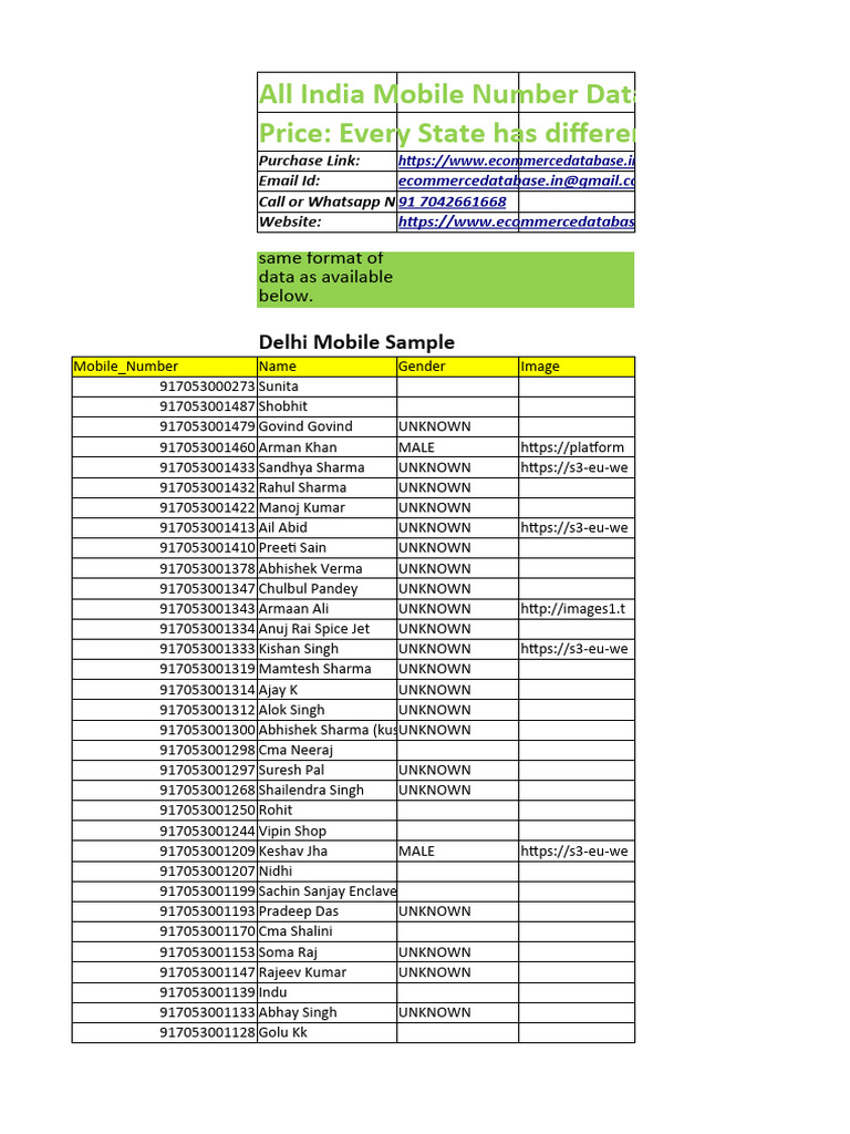 All India Mobile Number Database | PDF