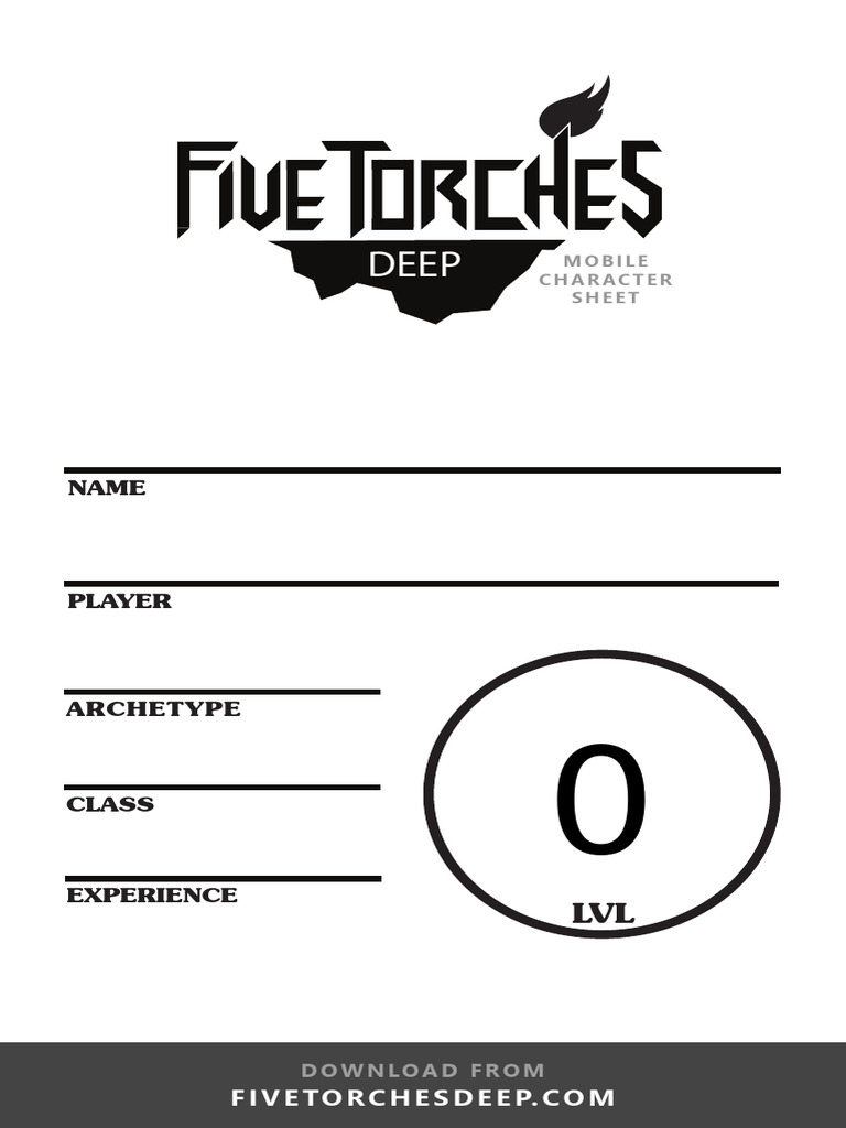 Five Torches Deep Mobile Character Sheet | PDF