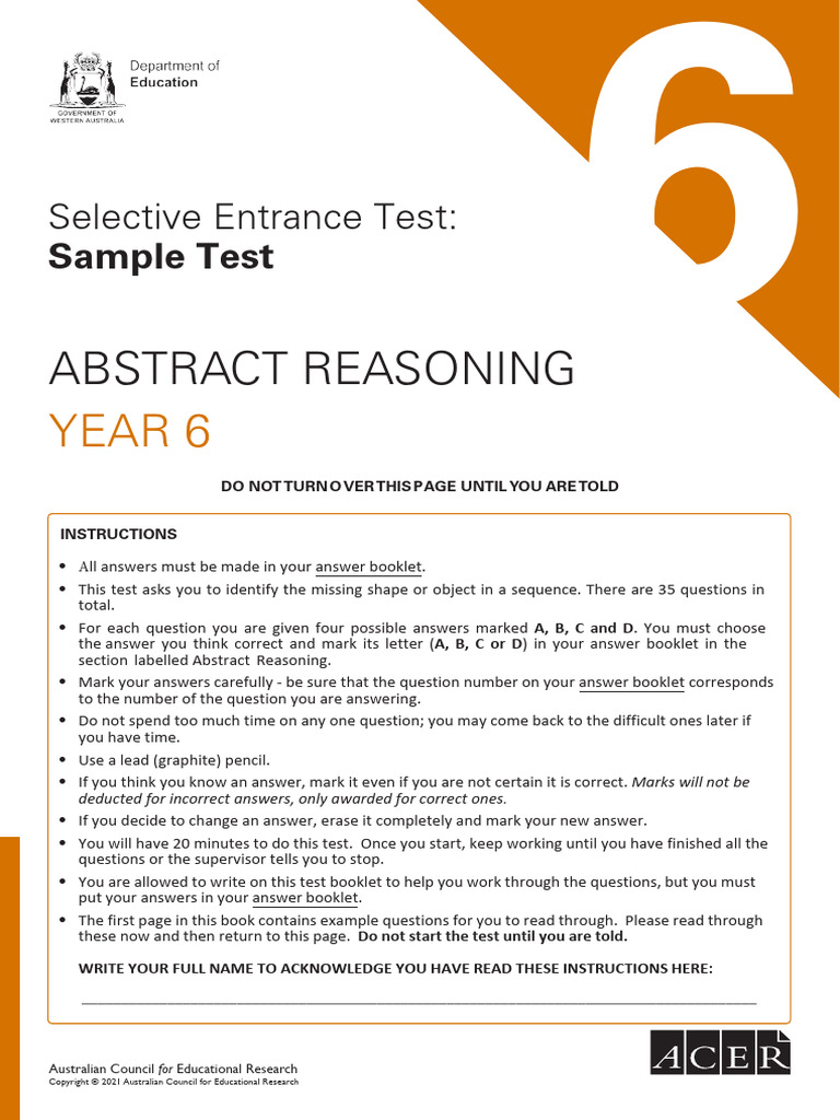 ASET Abstract Reasoning Sample Test2 | PDF | Pencil