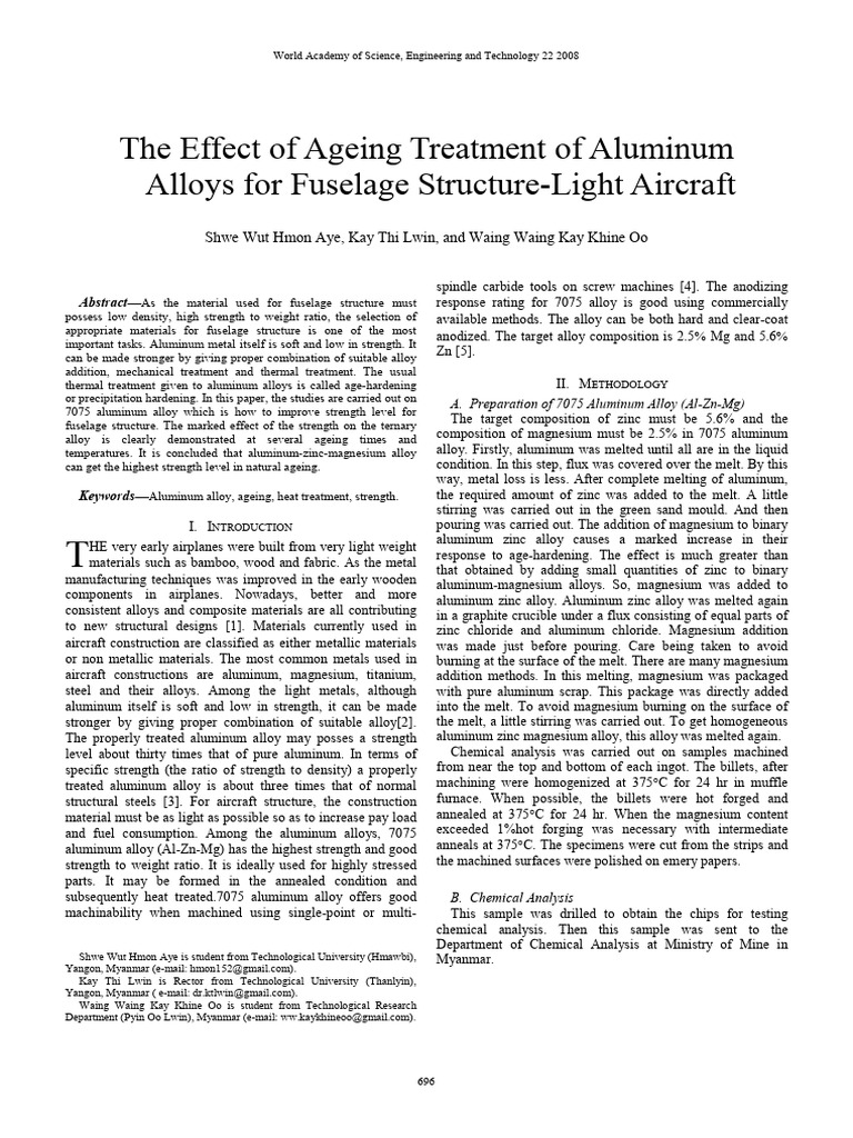 The Effect of Ageing Treatment of Aluminum Alloys For Fuselage ...