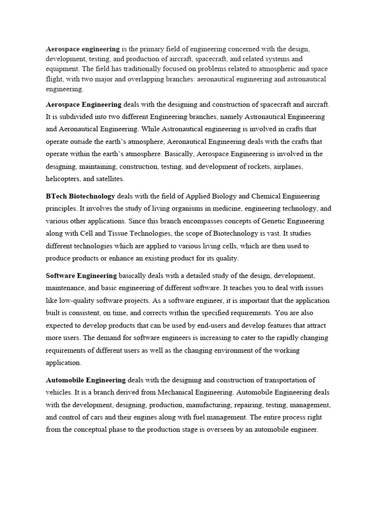 Aerospace Engineering Is The Primary Field of Engineering Concerned ...