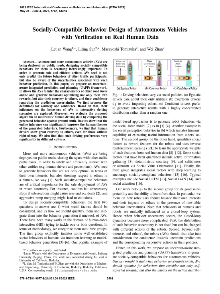 3181 Socially-Compatible Behavior Design of Autonomous Vehicles With Verification On Real Human ...