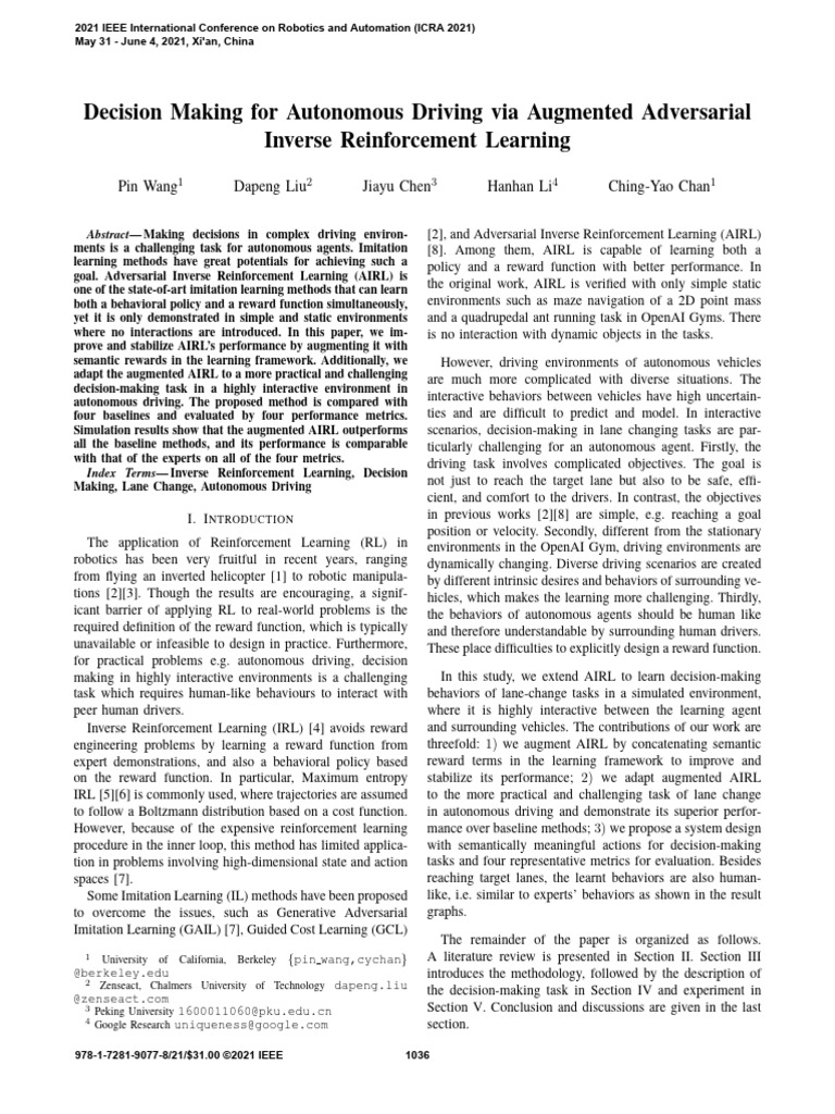 1976 Decision Making For Autonomous Driving Via Augmented Adversarial Inverse Reinforcement ...
