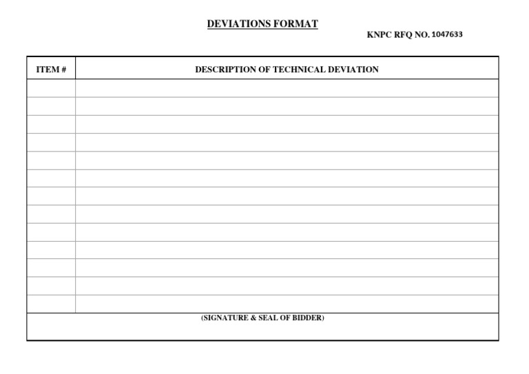 Deviation Form 1047633 | PDF