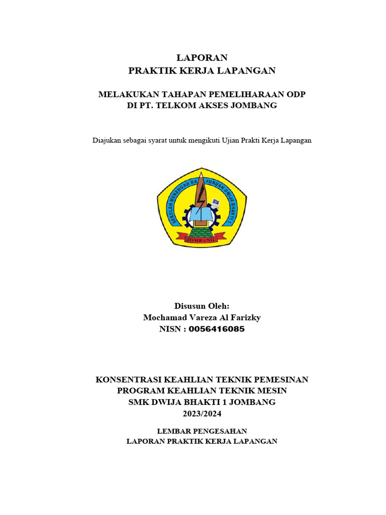 Template Laporan PKL TJKT 2023 | PDF