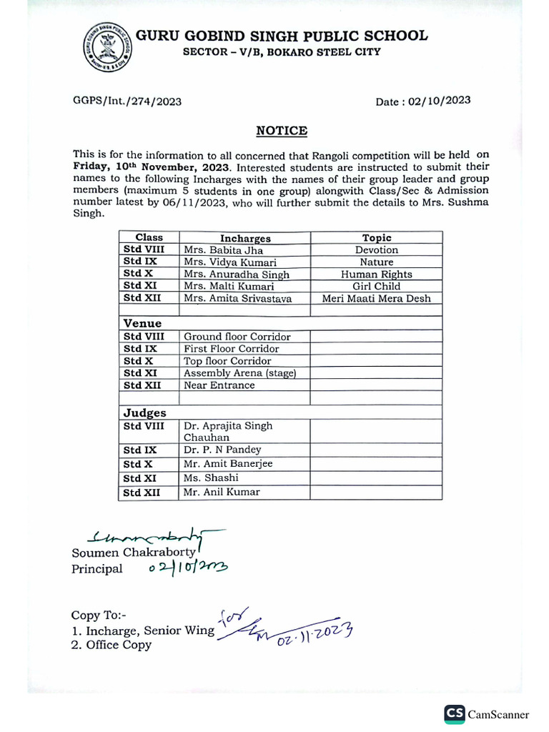 Notice - Rangoli Competition | PDF