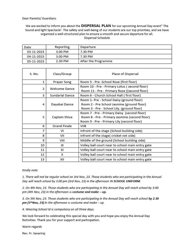 DISPERSAL PLAN | PDF