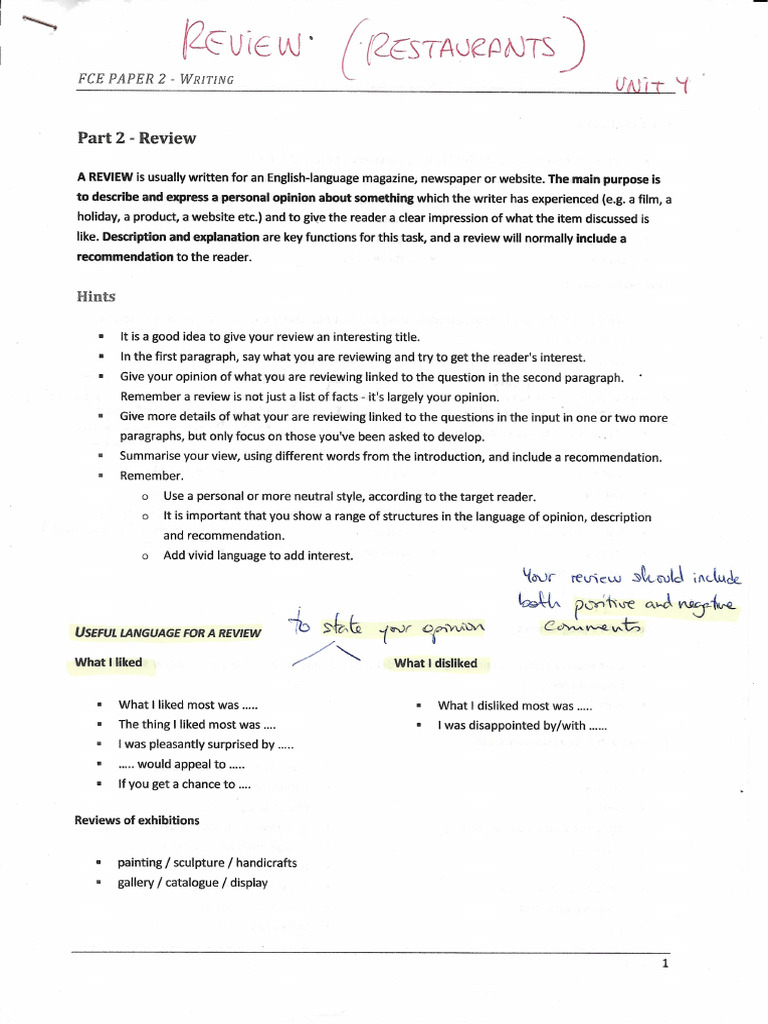 Writing Part 2 Ffs - Review | PDF